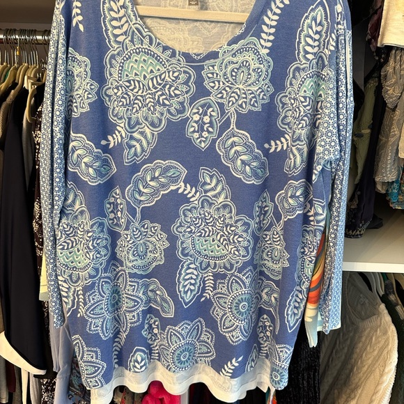 Whimsy Rose | Tops | Whimsy Rose Blue And White Tunic Xl | Poshmark